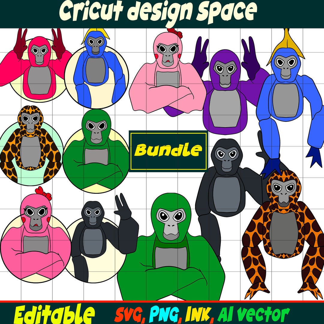 Buy Editable Gorilla Tag Stickers SVG, Gorilla Tag Coloring Books ...