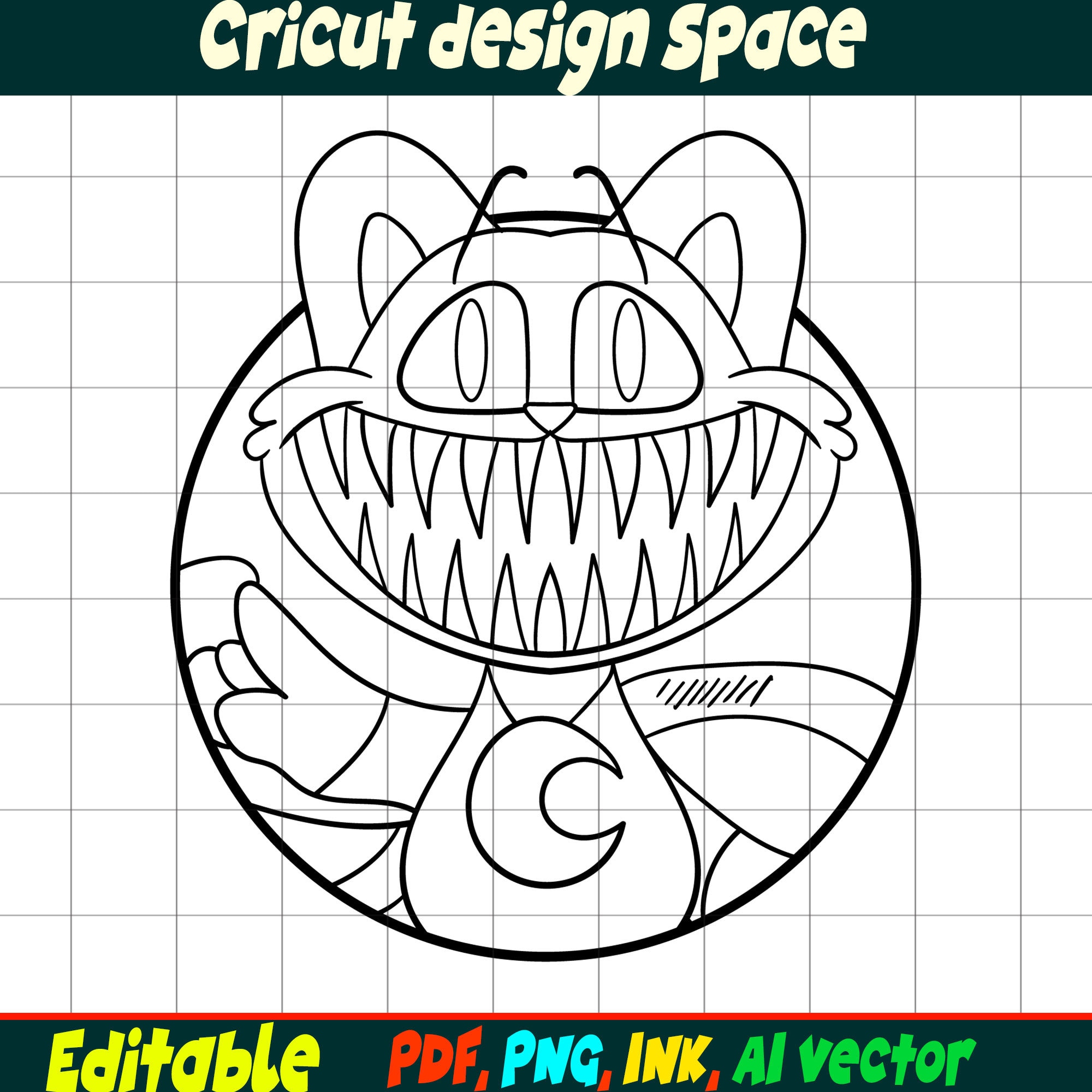 Smiling Critters Editable Catnap Monster SVG Coloring Pages Catnap ...