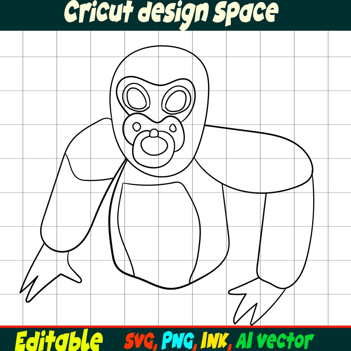 Editable Gorilla Tag SVG, Gorilla Tag PNG Coloring Pages, Gorilla Tag ...