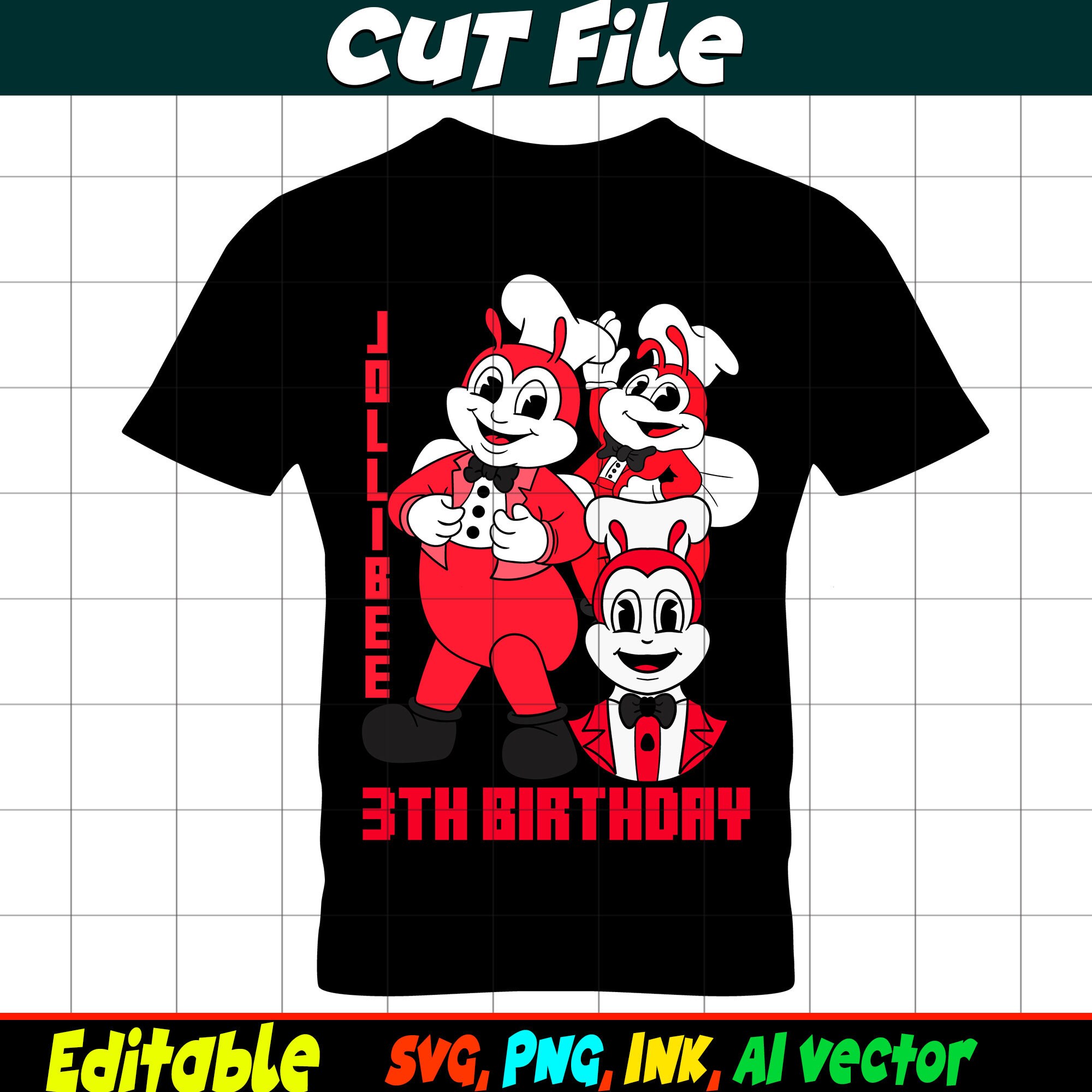 Editablhappy Birthday Jollibee SVG, Jollibee Sticker,jollibee PNG ...