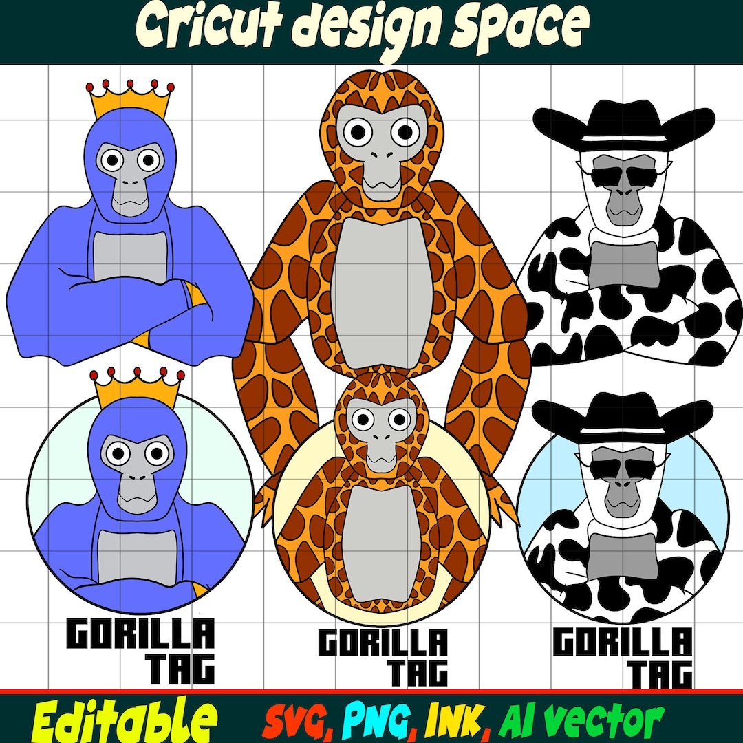 Gorilla Tag Editable SVG, Gorilla Tag PNG, Vinyl Sticker to Print ...