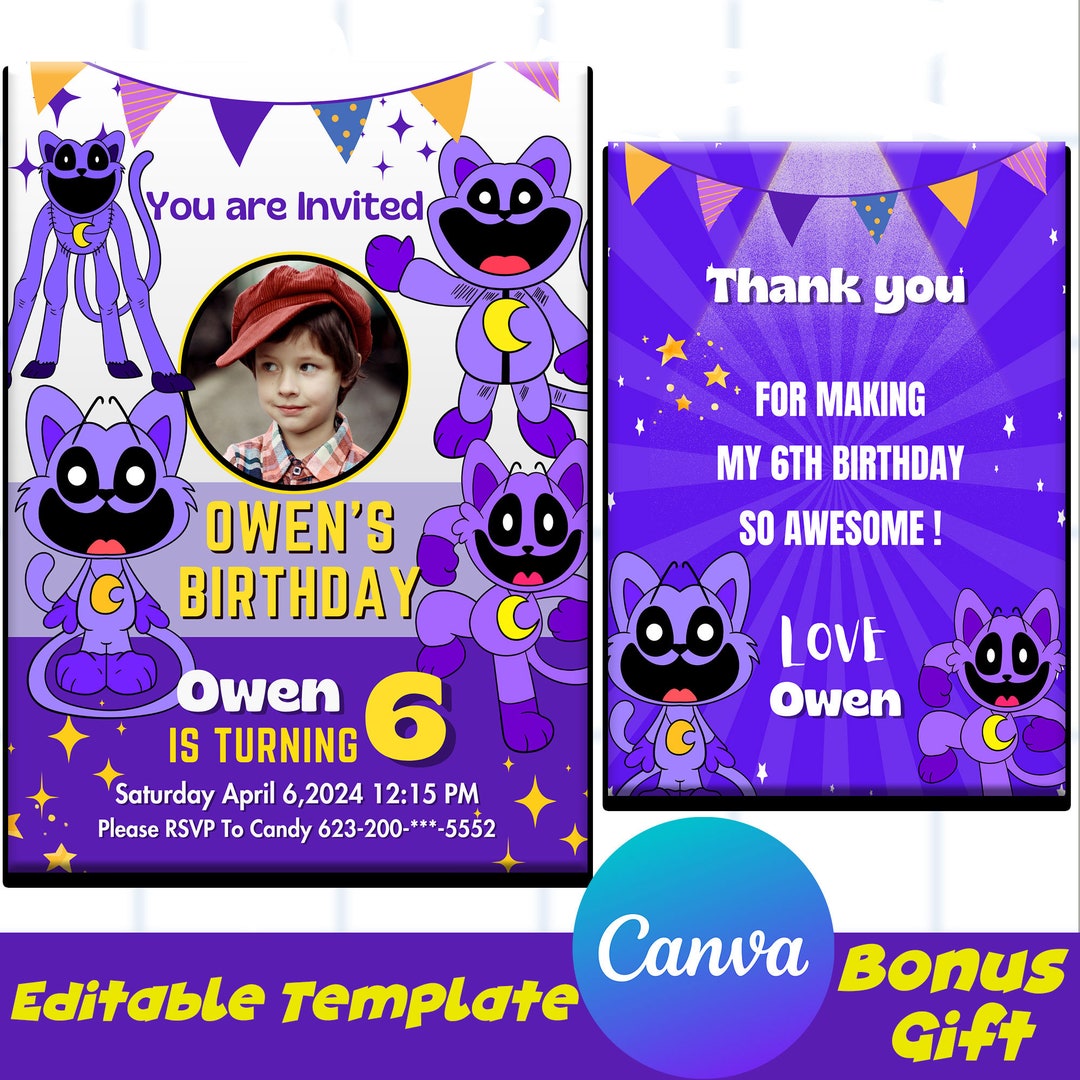 Plantilla de Canva editable Critters sonrientes CatNap Editable en ...