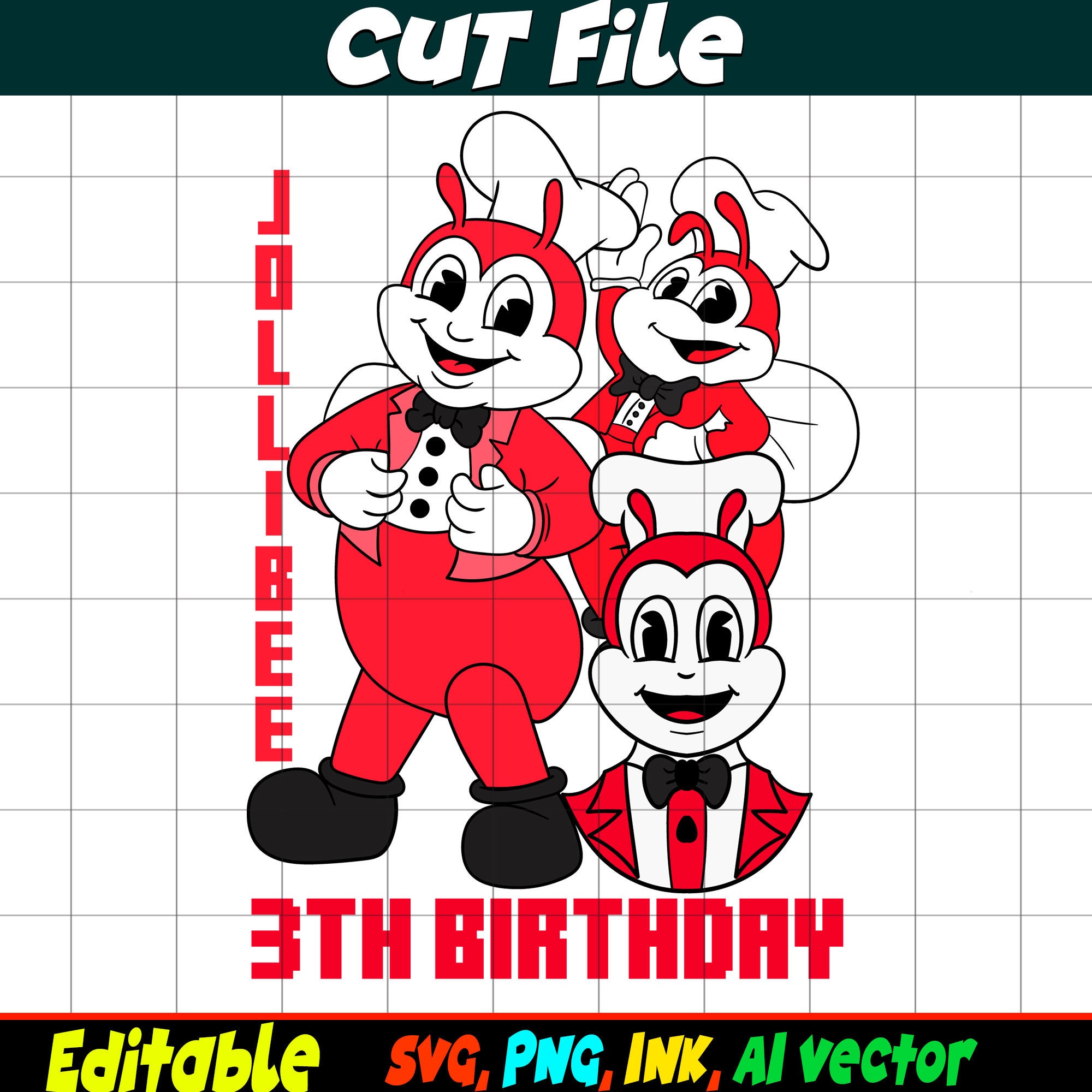 Editablhappy Birthday Jollibee SVG, Jollibee Sticker,jollibee PNG ...