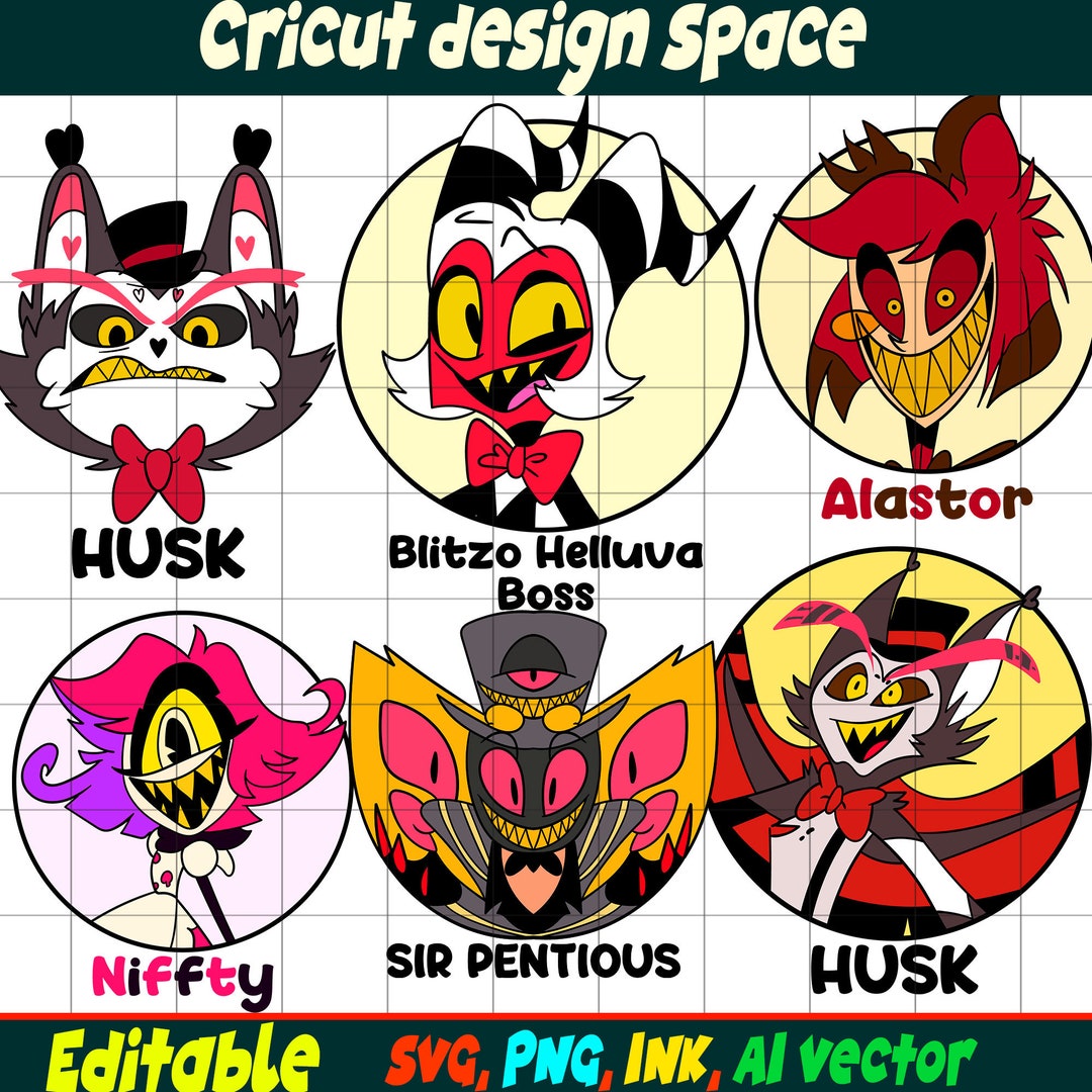 Editable Niffty Hazbin Hotel Svg,alastor Hazbin Hotel,sir Pentious,husk ...