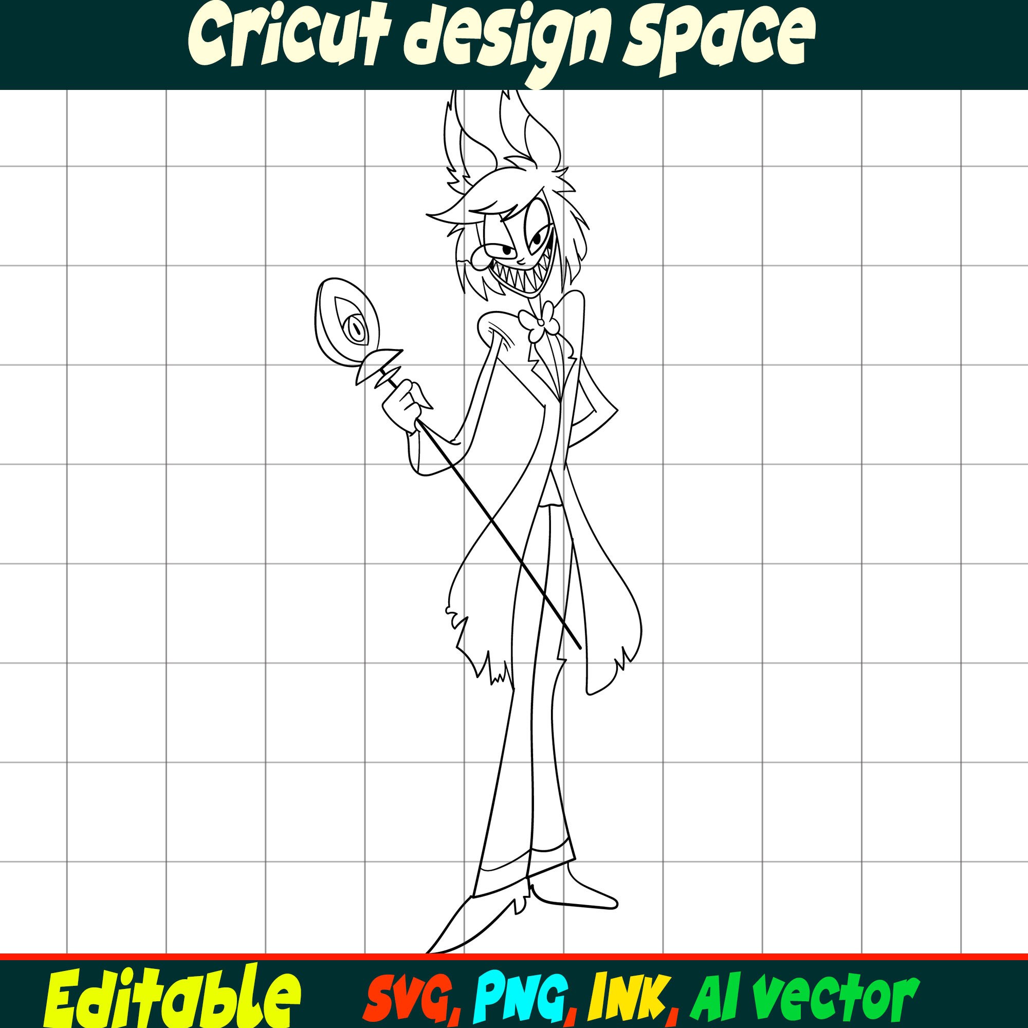 Editable Alastor Hazbin Hotel SVG, Alastor Hazbin Hotel Sticker Vector ...
