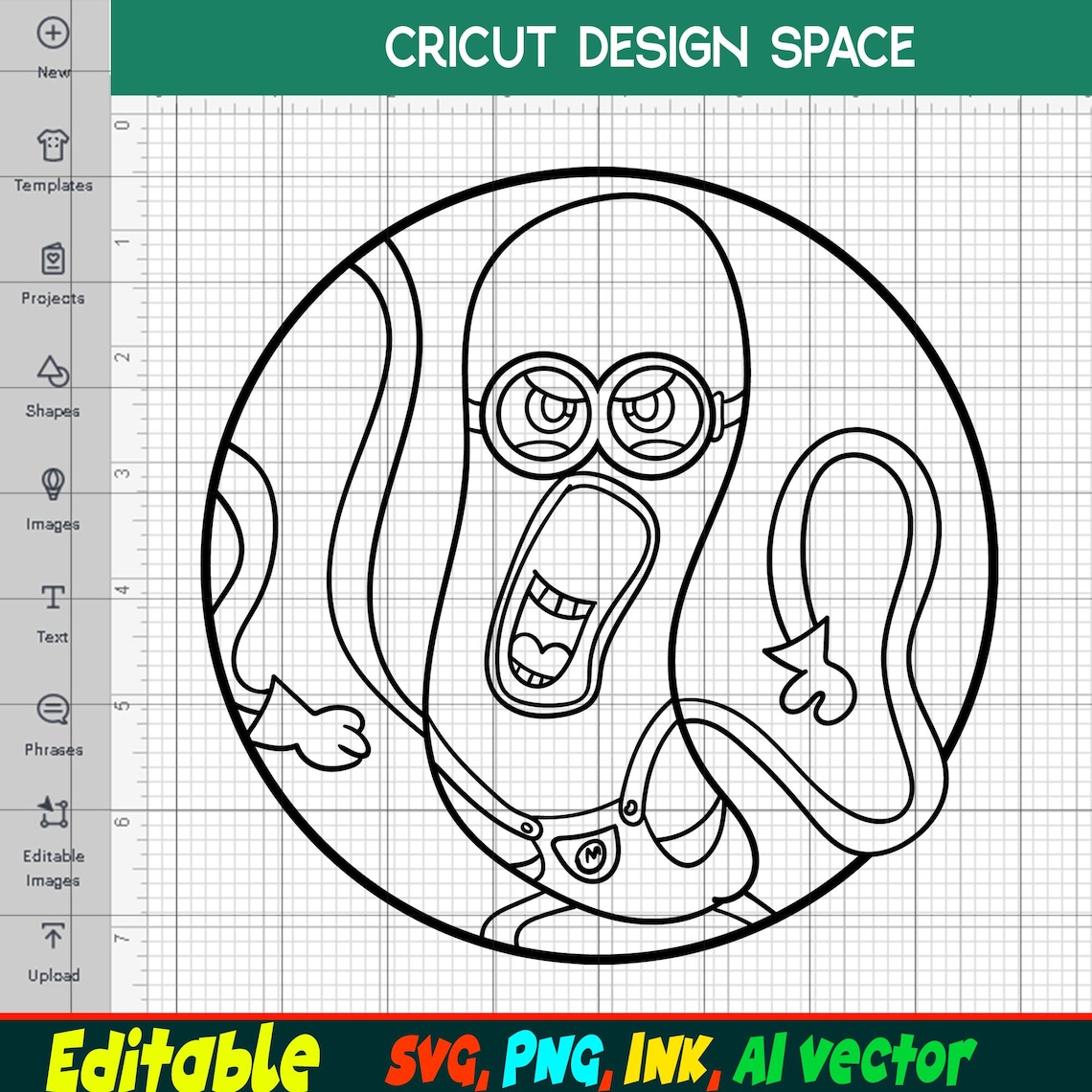 Editable Stickers Mega Minion Dave SVG, Minion Dave PNG, Vinyl Sticker ...