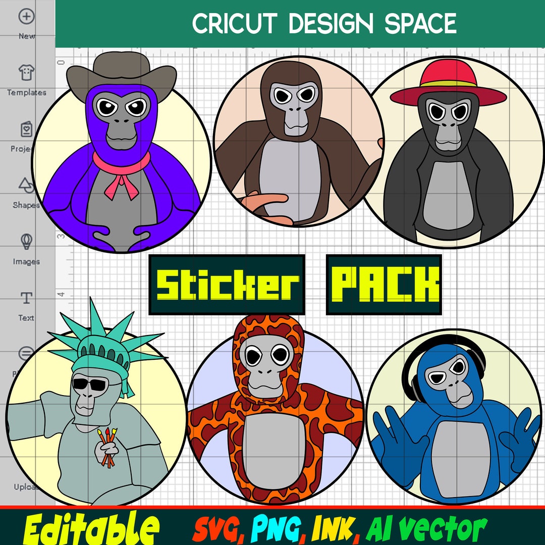 Pack Stickers Gorilla Tag SVG, Gorilla Tag PNG, Vinyl Sticker to Print ...