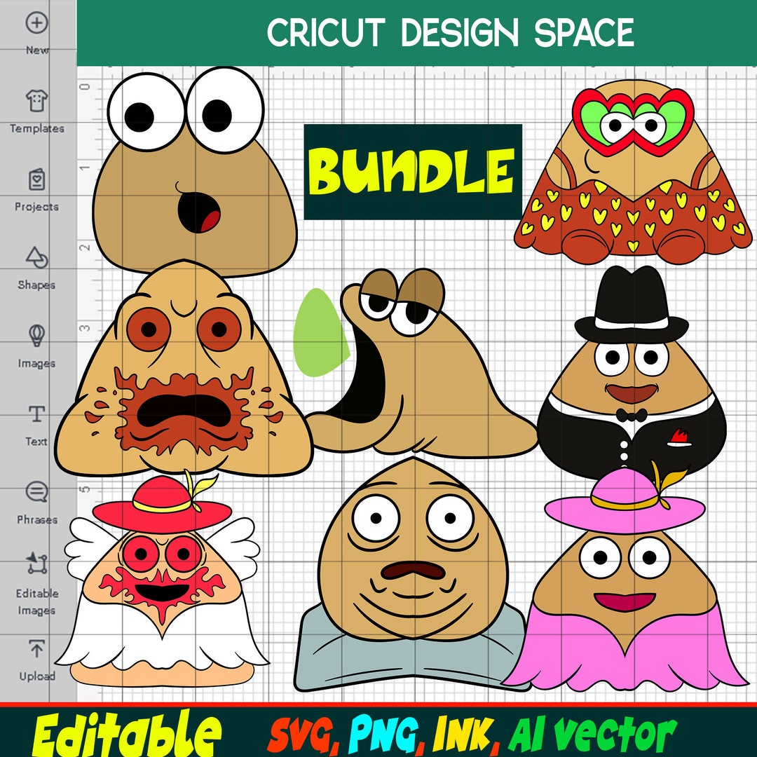 Buy Editable Pou SVG, Creepy Pou PNG, Vinyl Sticker to Print, Pou ...