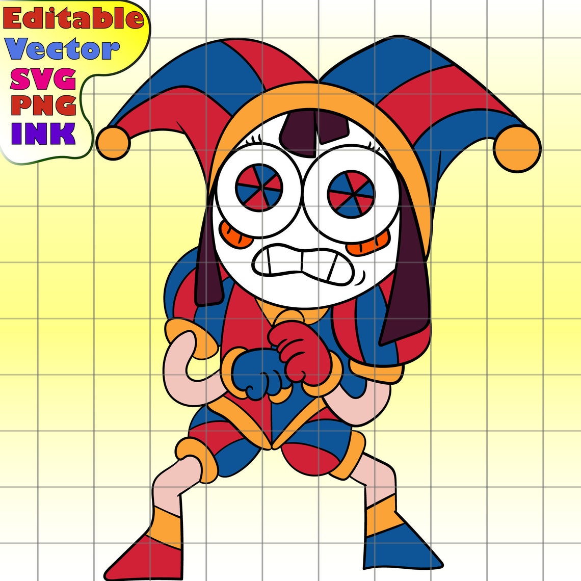 Editable Pomni SVG, Scary Pomni, Pomni From the Amazing Digital Circus ...