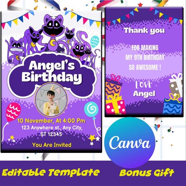 Smiling Critters Printable Invitation - Etsy