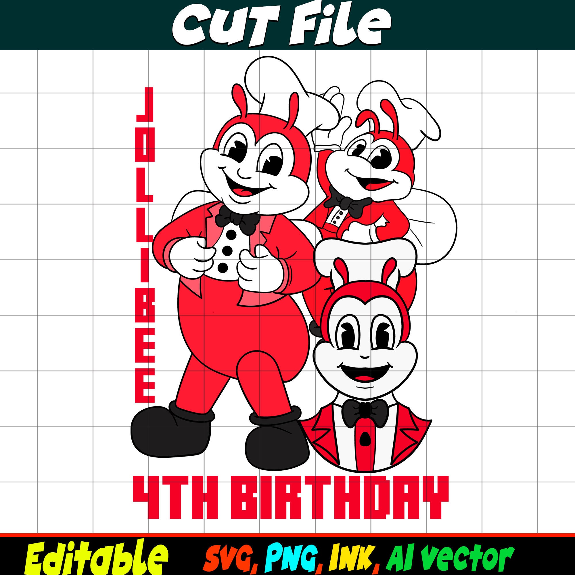 Editablhappy Birthday Jollibee SVG, Jollibee Sticker,jollibee PNG ...