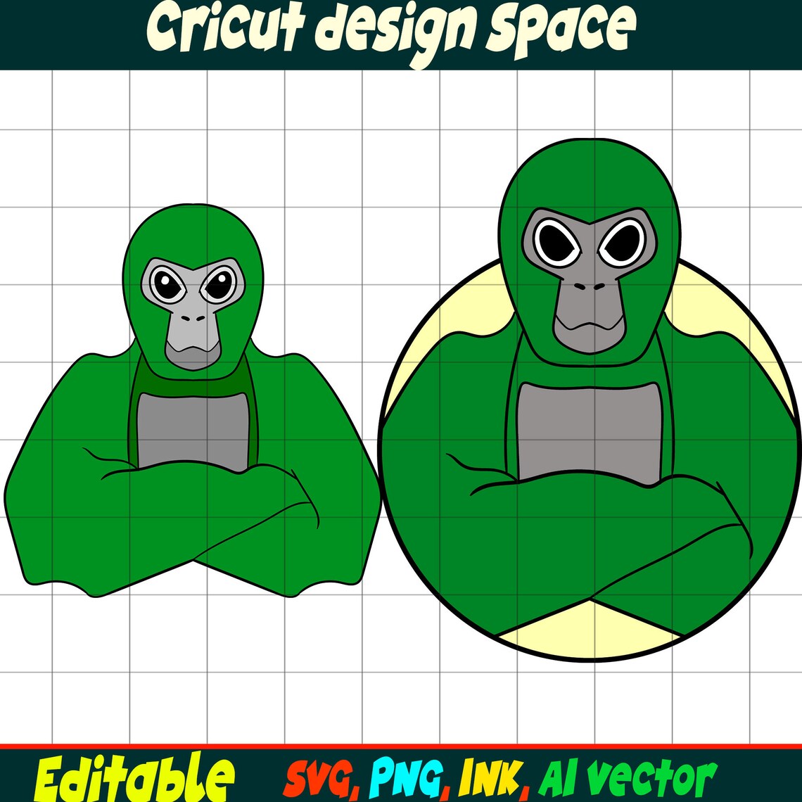 Editable Gorilla Tag SVG, Gorilla Tag PNG, Vinyl Sticker to Print ...