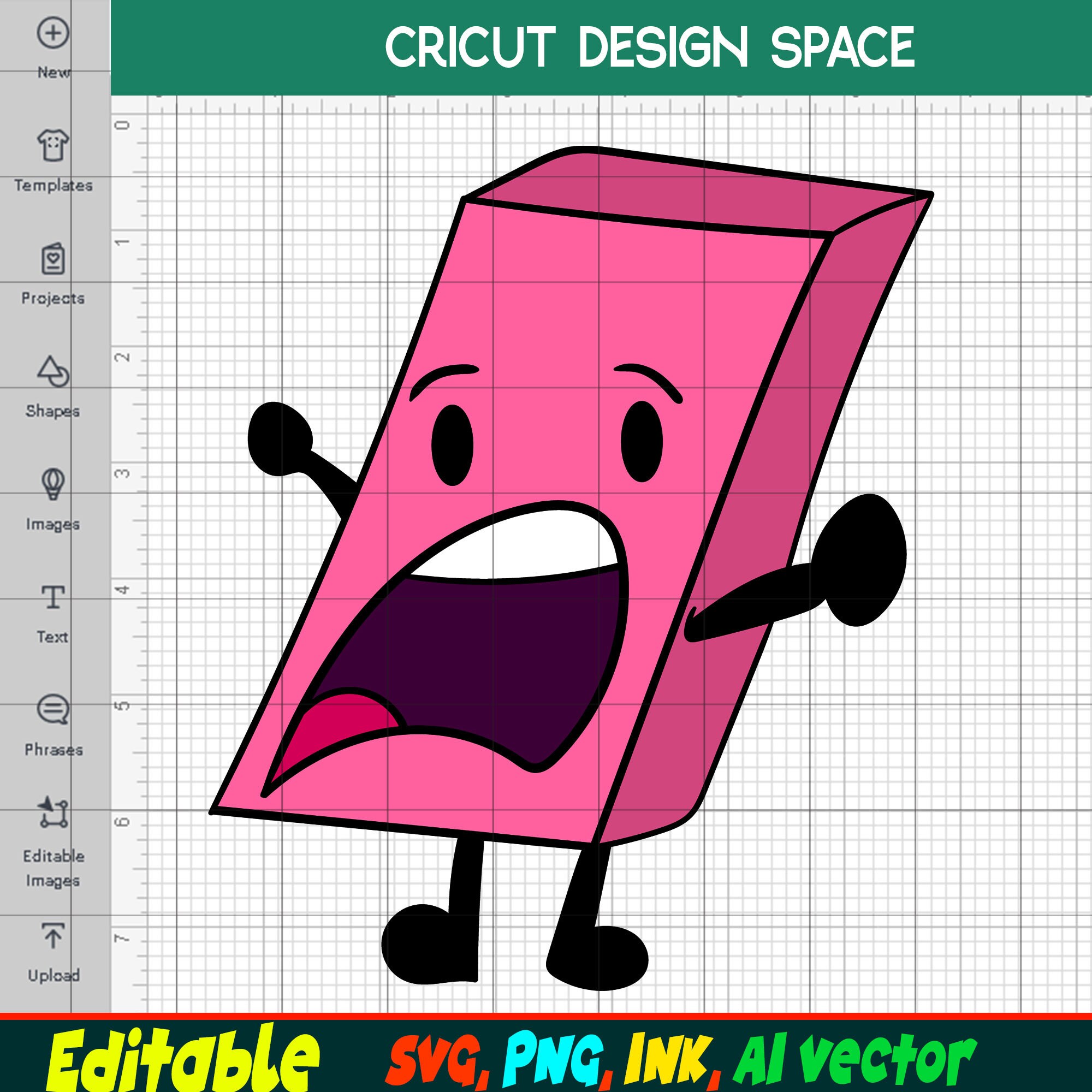 Editable Canva Birthday Invitation Bfdi Match Svg,eraser PNG, Out of ...