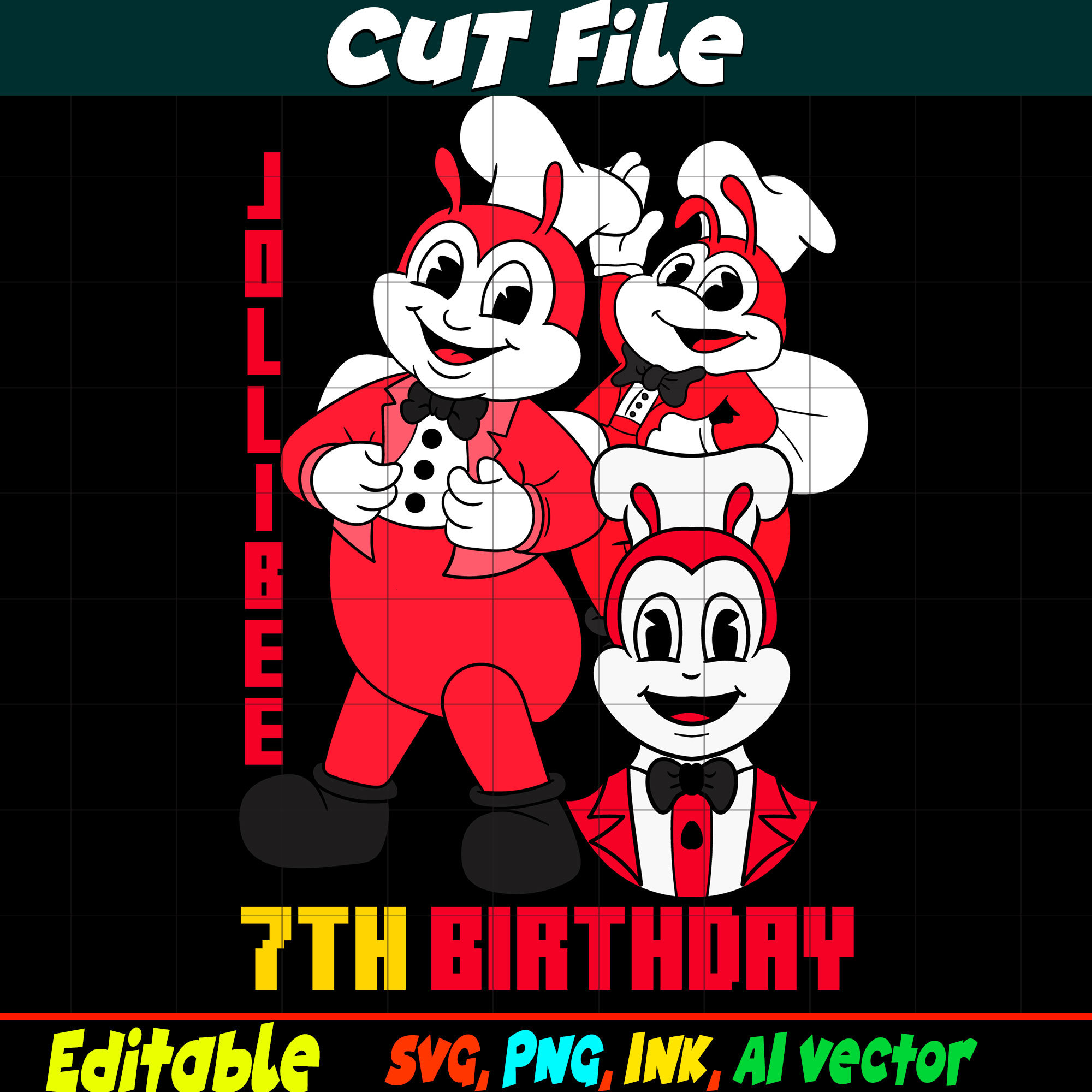 Editablhappy Birthday Jollibee SVG, Jollibee Sticker,jollibee PNG ...