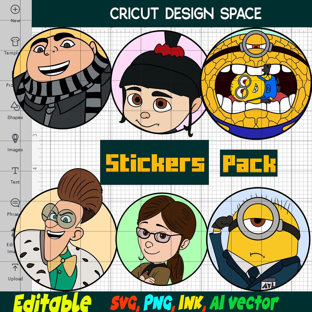 Editable Stickers Cut File Project Agnes Gru,despicable Me 4,gru,margo ...