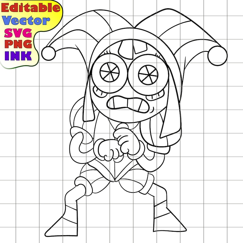 Editable Pomni SVG, Scary Pomni, Pomni From the Amazing Digital Circus ...