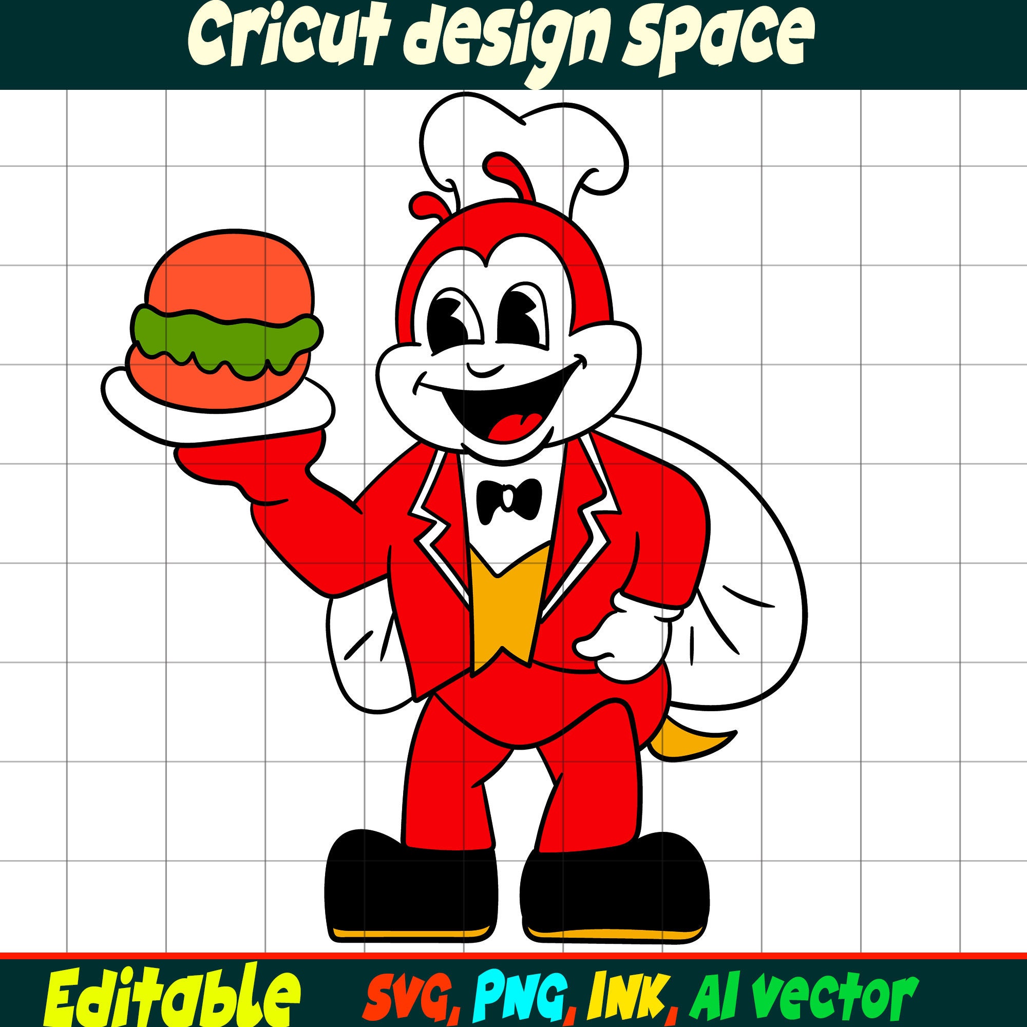 Editable Jollibee SVG, Jollibee Sticker,midlle Finger Head Sticker ...