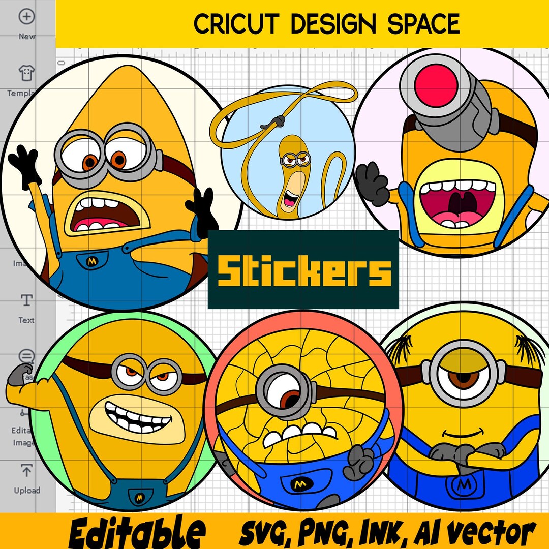 Editable Stickers Mega Minion Gus SVG, Minion Jerry PNG, Tim From ...