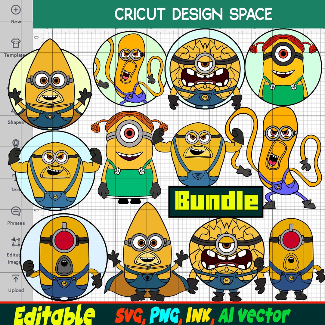 Editable Stickers Mega Minion Gus SVG, Minion Jerry PNG, Tim From ...