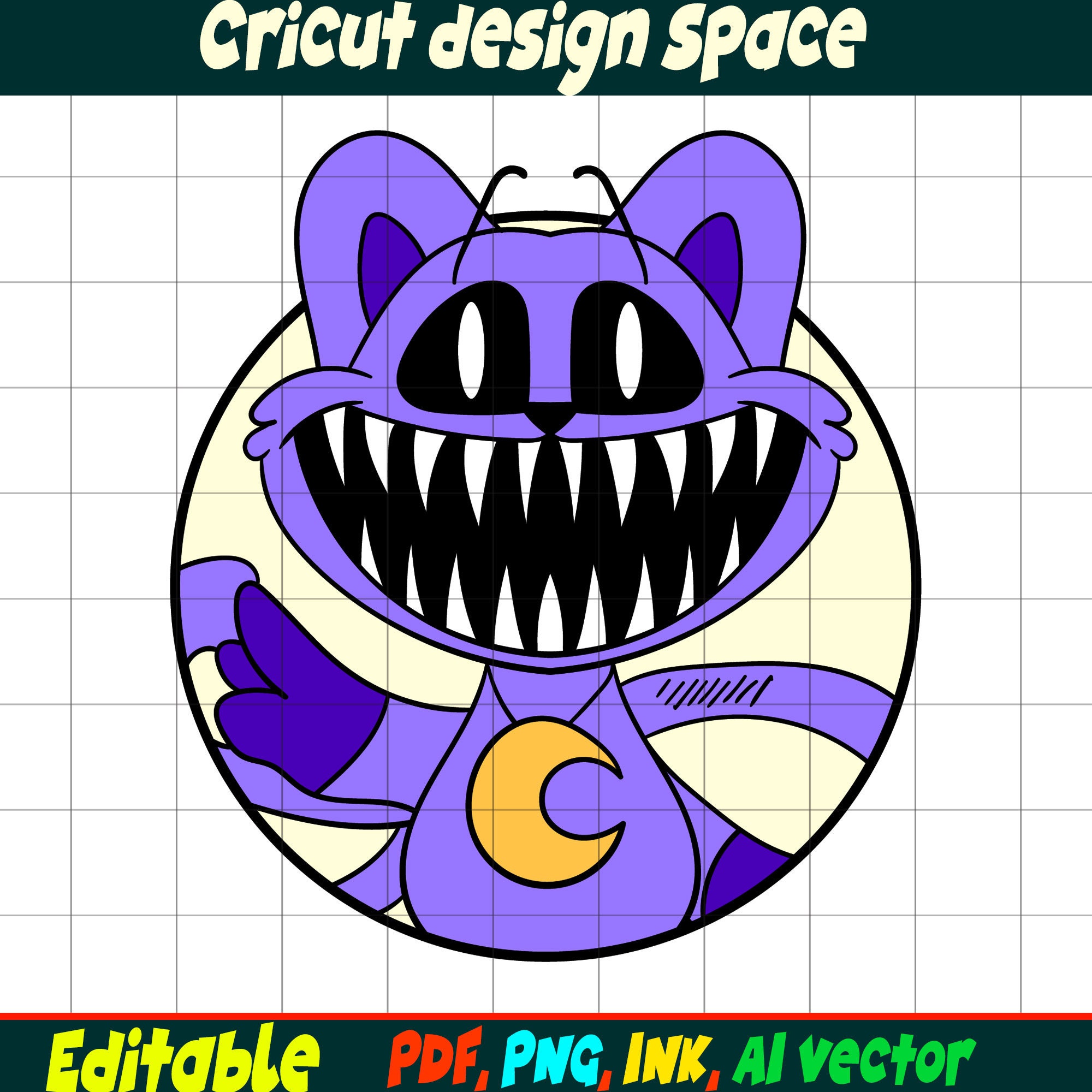 Smiling Critters Editable Catnap Monster SVG Coloring Pages Catnap ...