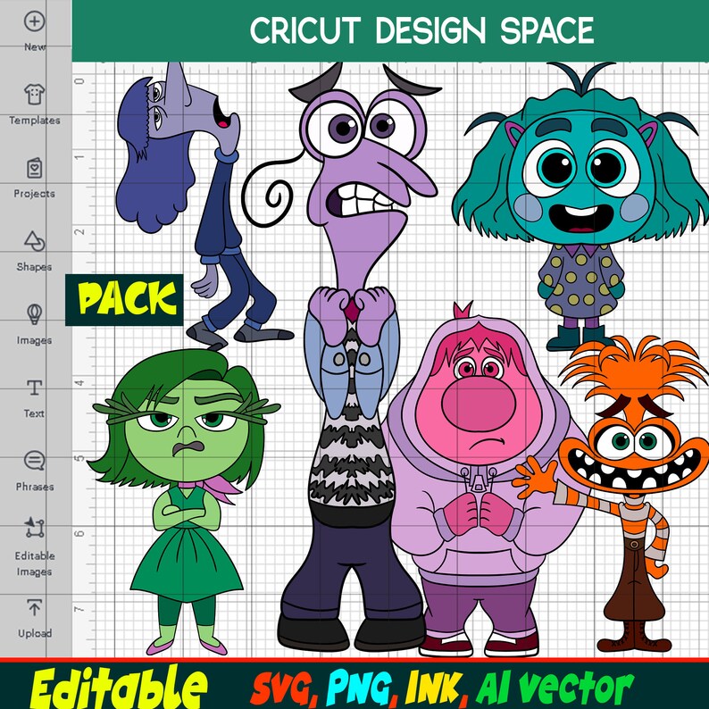 Pack Inside Out 2 Anxiety SVG, Disgust,embarrassment,ennui,envy,fear ...