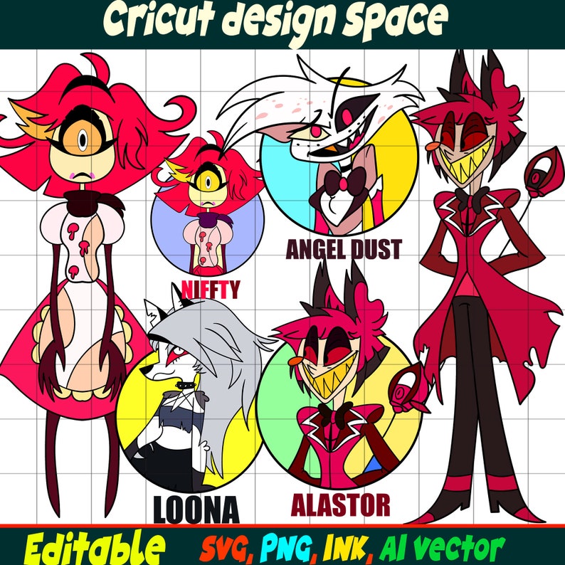 Editable Angel Dust Hazbin Hotel SVG, Alastor Sticker, Loona Sticker ... Editable Angel Dust Hazbin Hotel SVG, Alastor Sticker, Loona Sticker ...