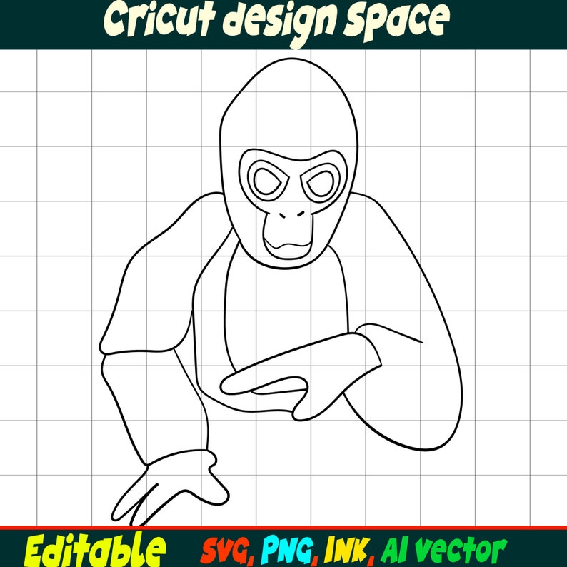 Editable Gorilla Tag SVG, Gorilla Tag PNG Coloring Pages, Gorilla Tag ...