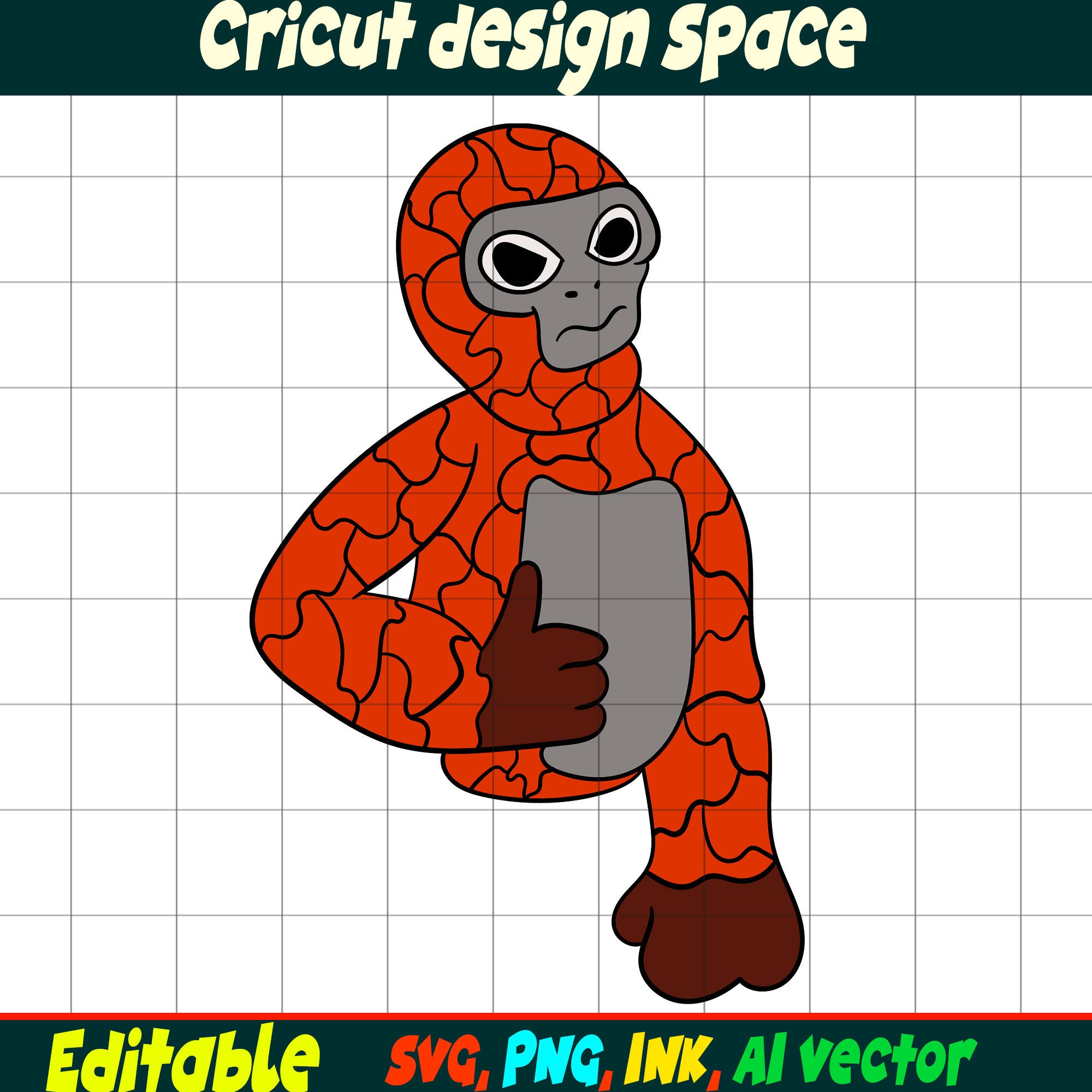 Editable Gorilla Tag SVG, Gorilla Tag PNG Coloring pages, Gorilla Tag Printable for Birthday ...