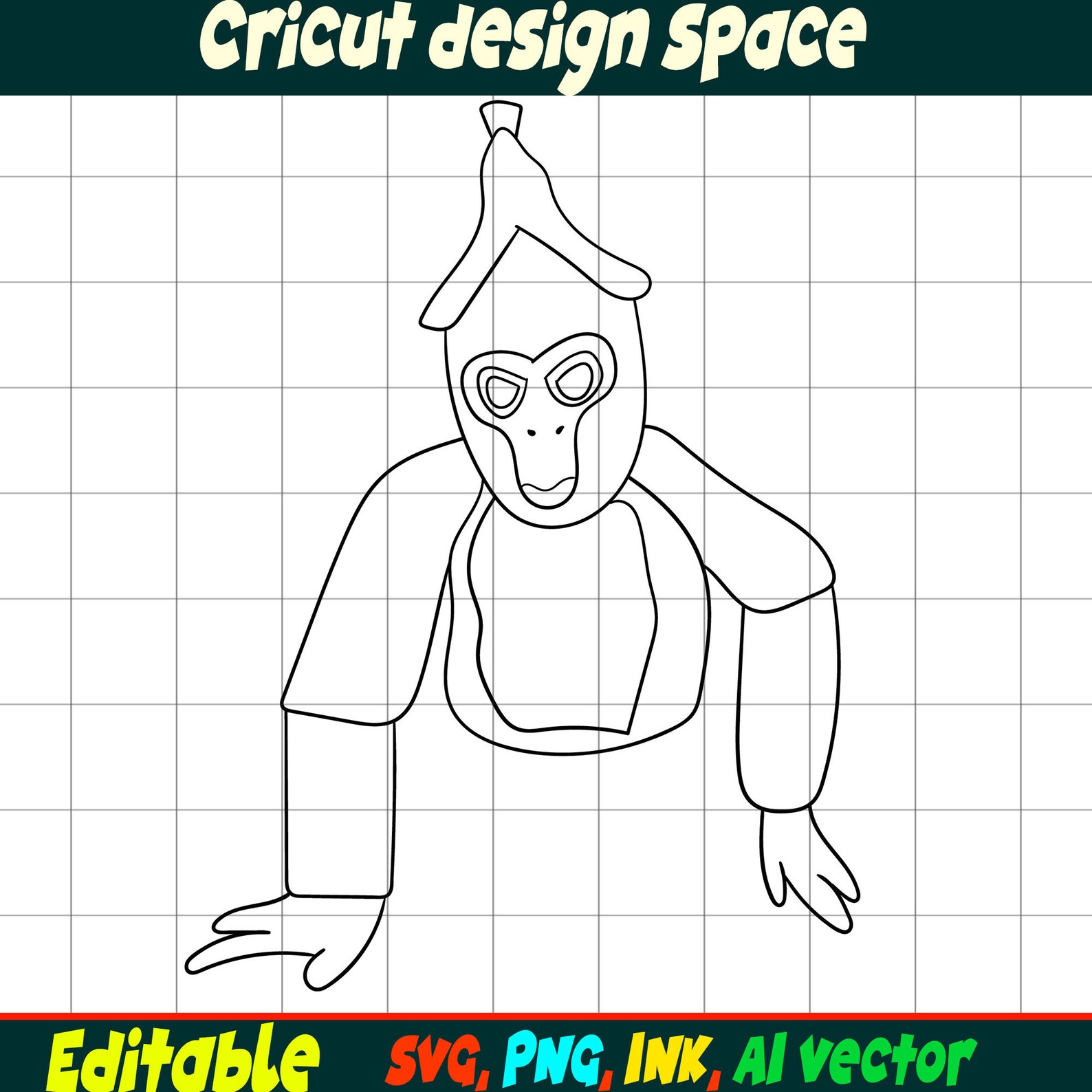 Editable Gorilla Tag SVG, Gorilla Tag PNG Coloring Pages, Gorilla Tag ...