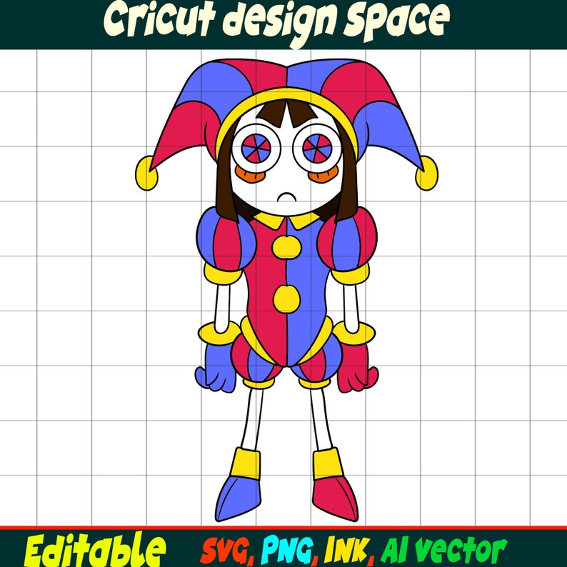 Pomni SVG editable, páginas para colorear Pomni, Pomni del increíble ...