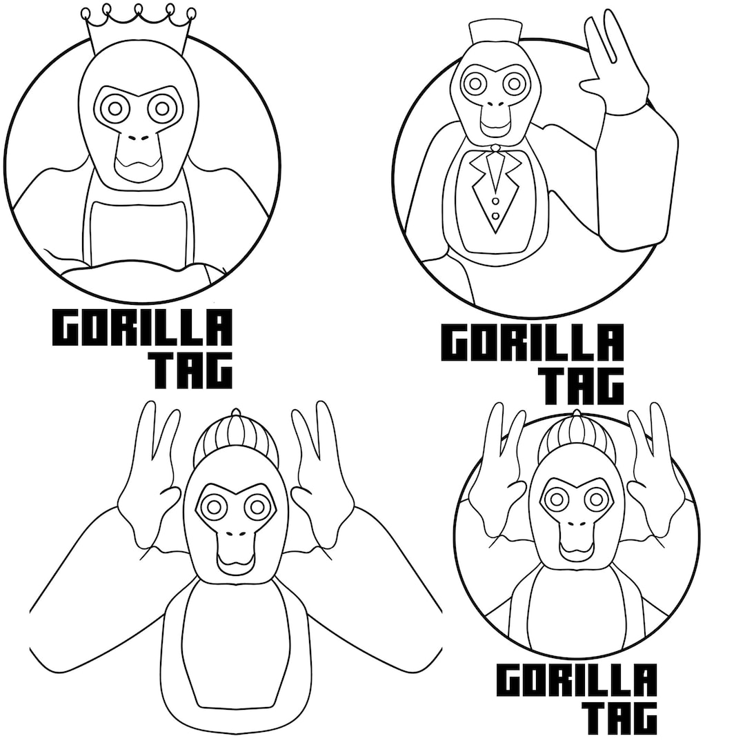 Buy Gorilla Tag Coloring Pages, Gorilla Tag PNG, Vinyl Sticker to Print ...