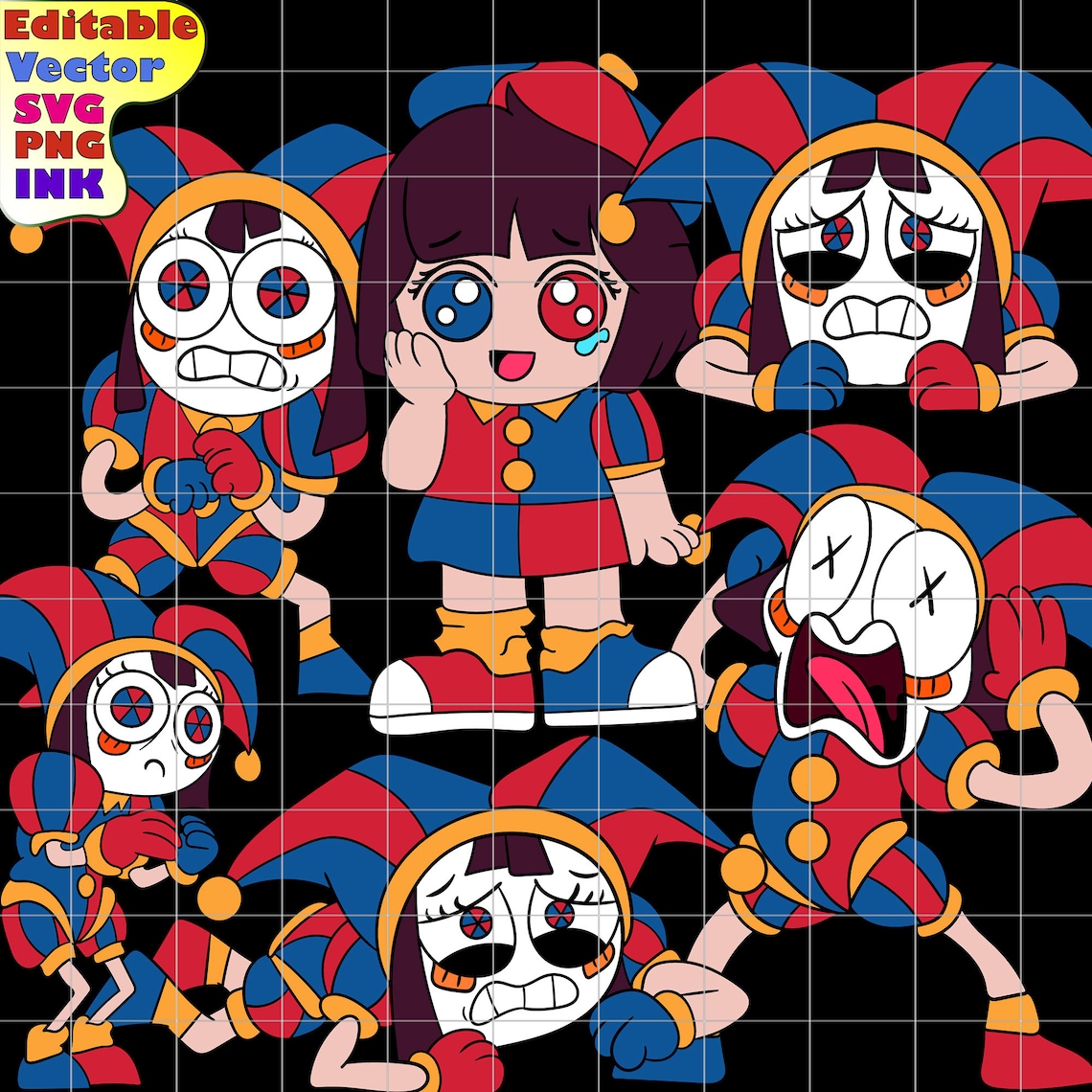Editable Pomni SVG, Scary Pomni, Pomni From the Amazing Digital Circus ...