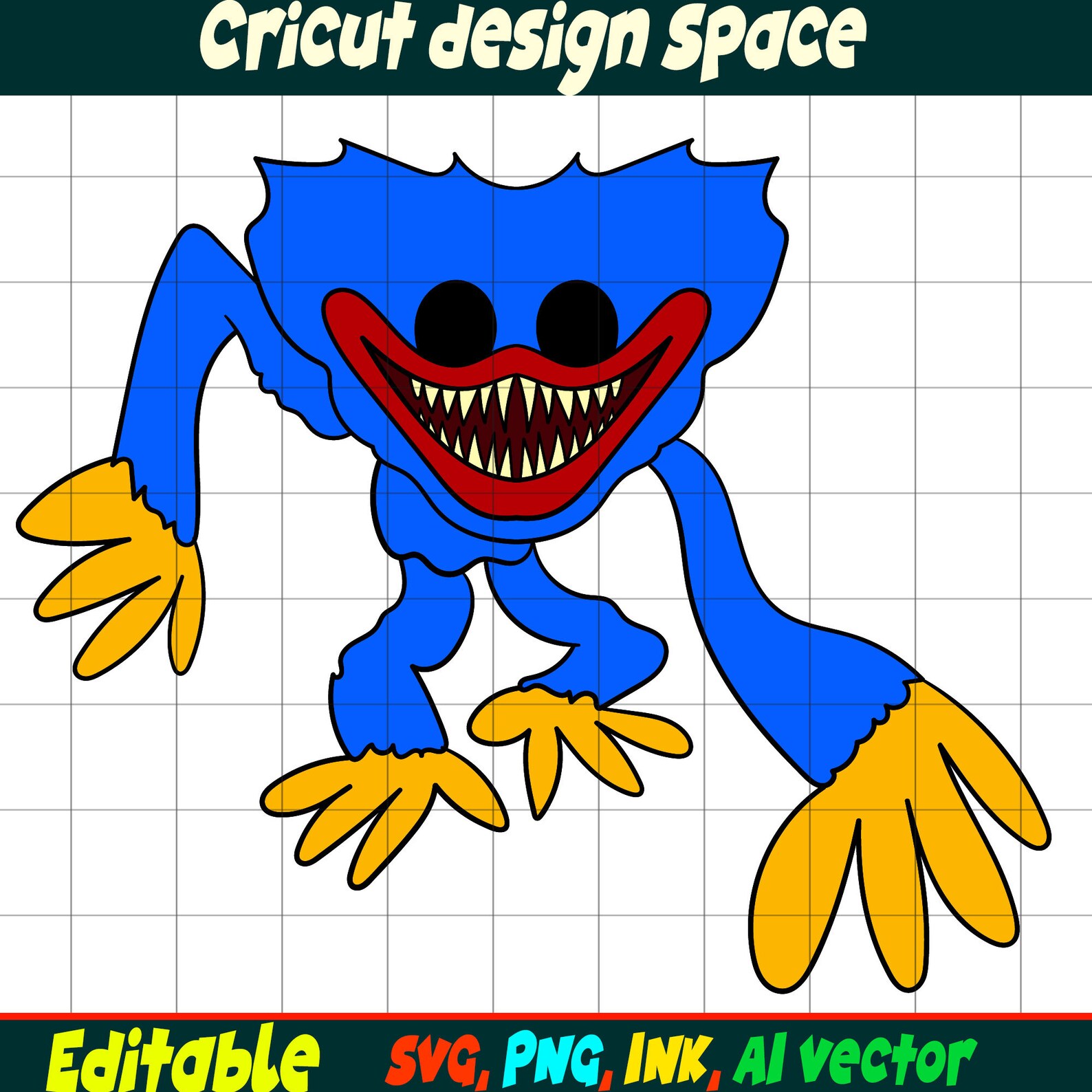 Editable SVG Twisted Nightmare Huggy Wuggy SVG, Twisted Nightmare ...