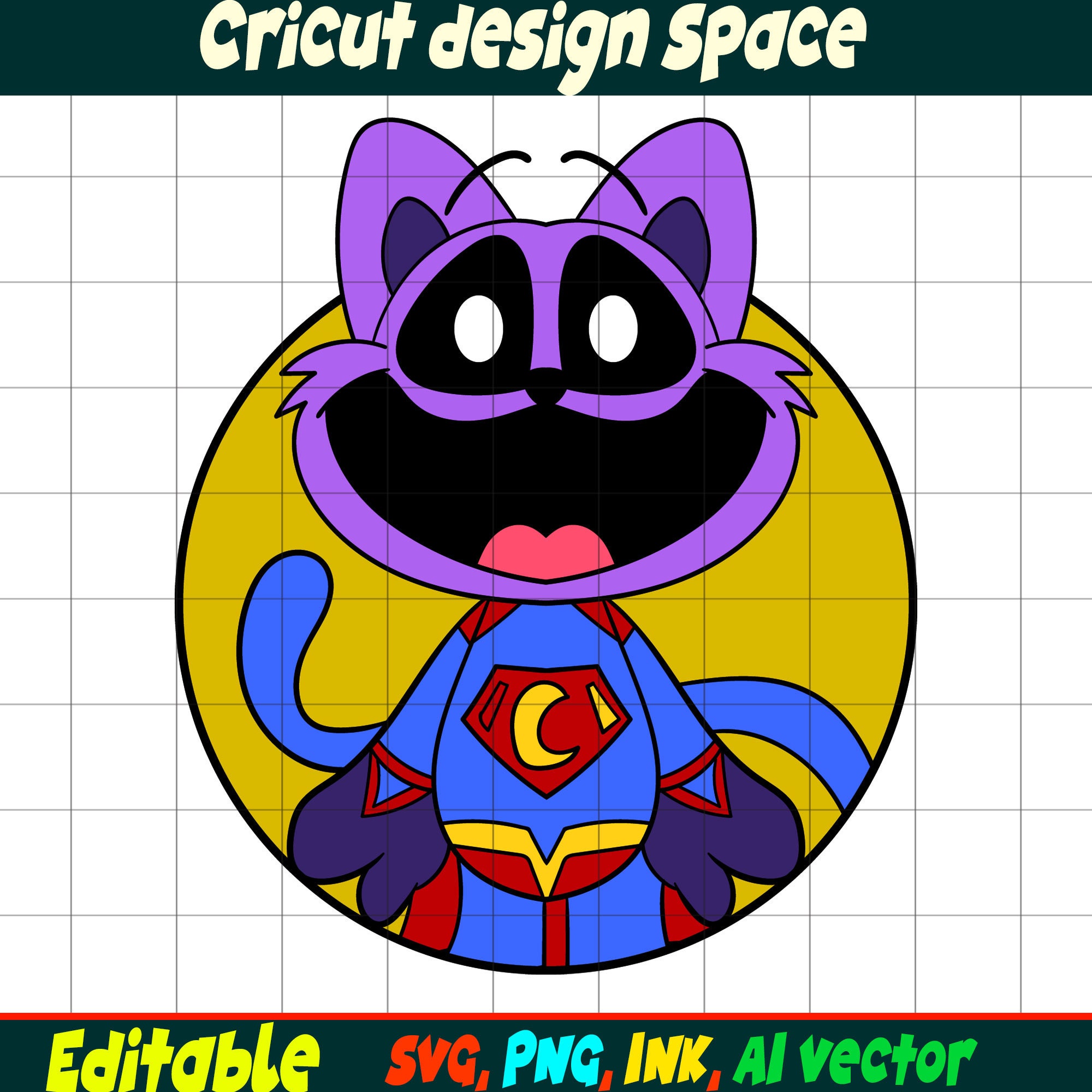 SMILING Critters Super Hero Catnap Sticker Editable Catnap Monster ...