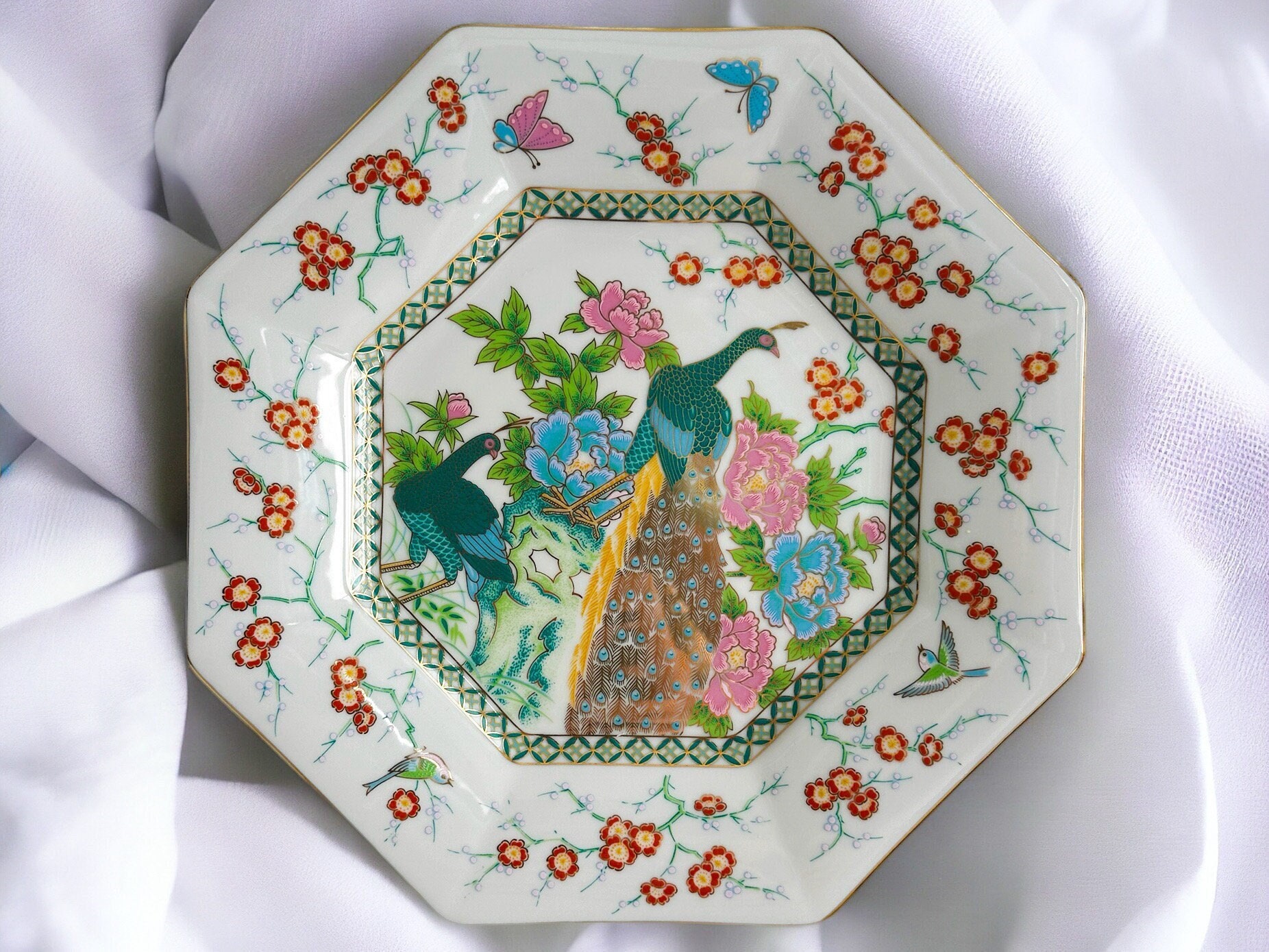 Vintage Japanese Imari Hand Painted Gold Rimmed Octagon Plate - Etsy