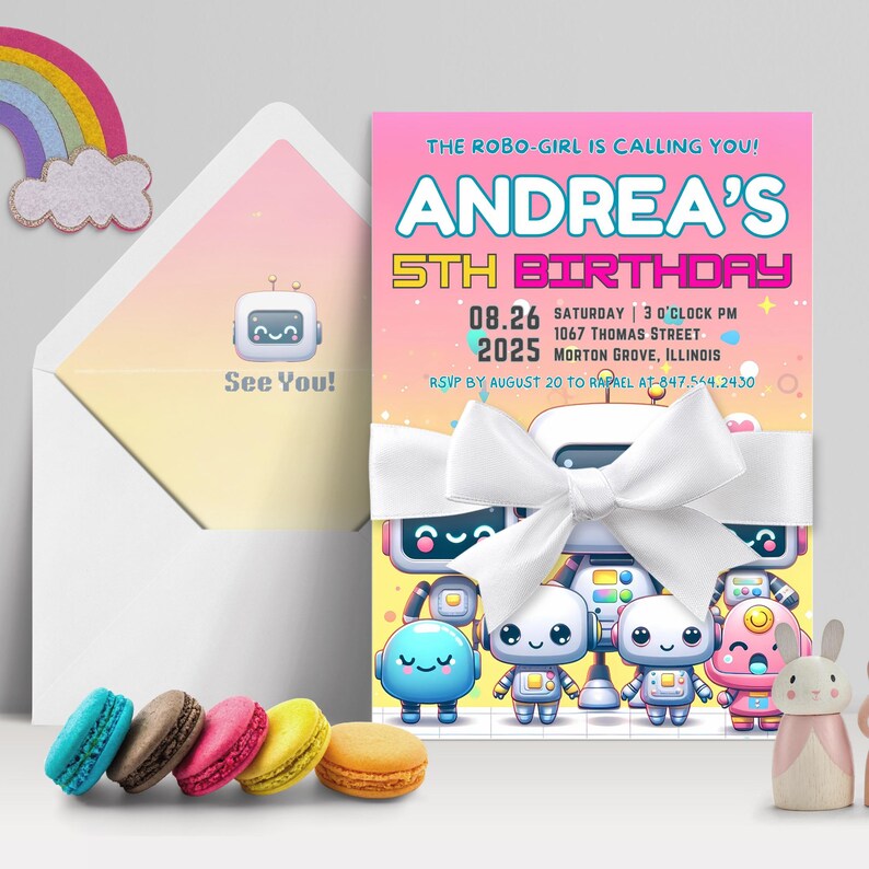 Robot Birthday Invitation | Editable Space-theme Party Invite | Cute ...