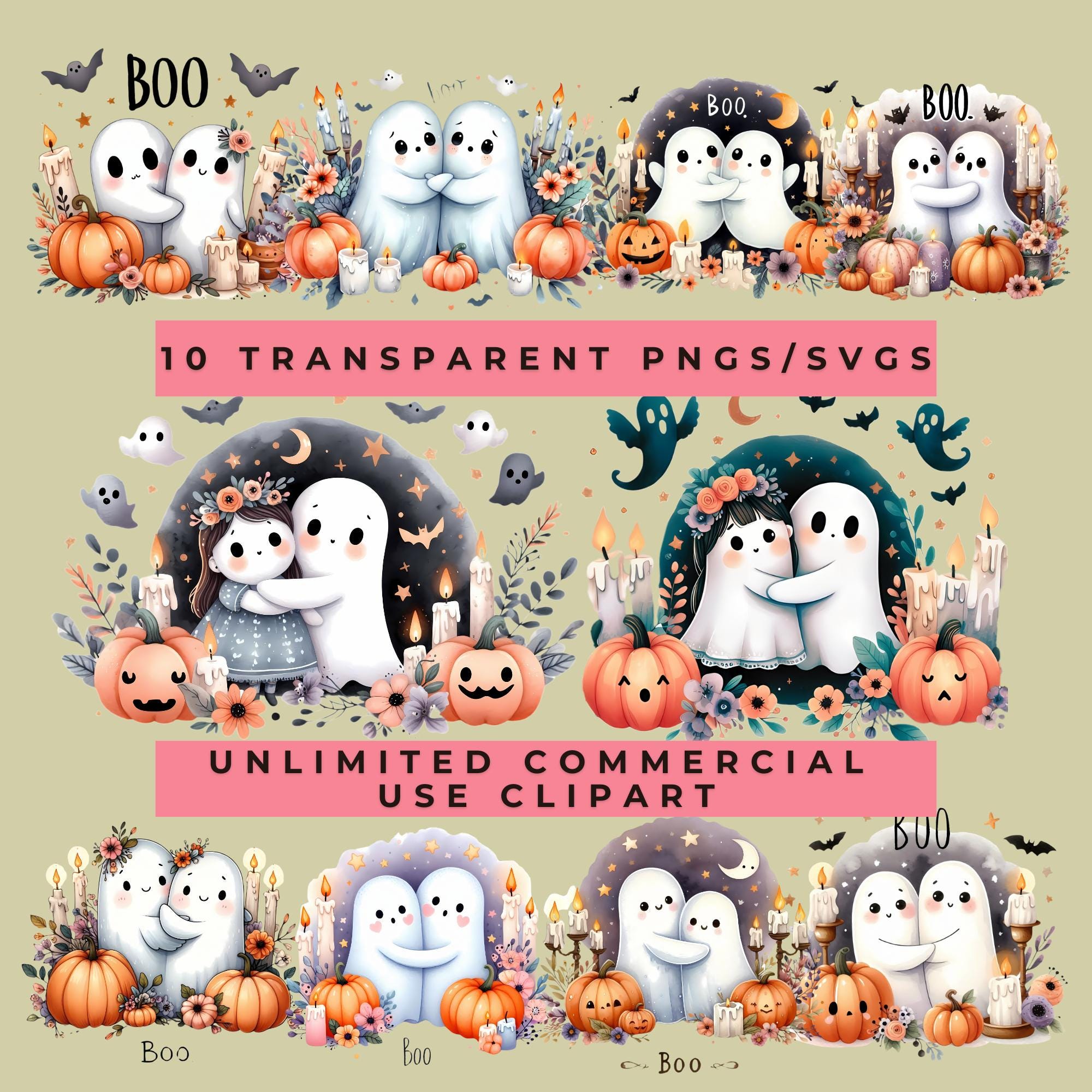 Cute Ghost Png, Halloween Cute Couple Ghost, Ghost Love PNG, Spooky ...