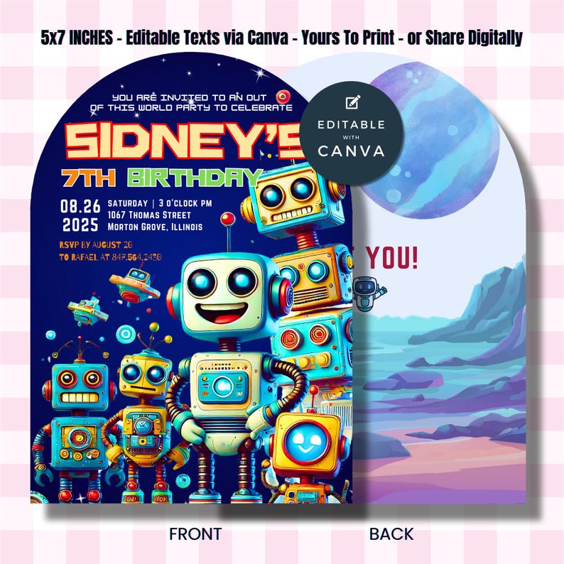 Robot Birthday Invitation | Futuristic Birthday Theme | Boys Sci-fi ...