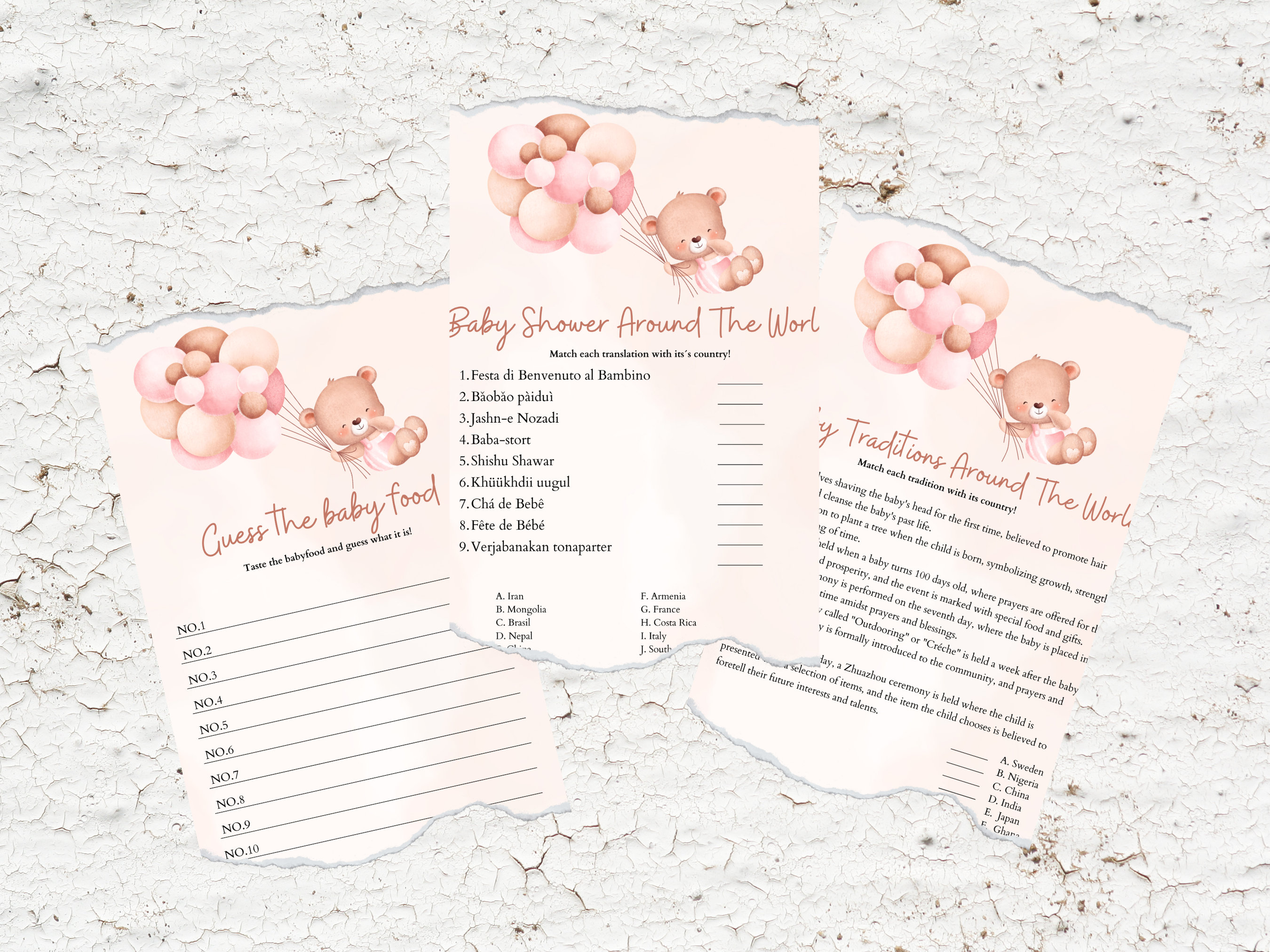 Pink Teddybear Baby Shower Games Bundle Interactive Baby in Bloom Games ...