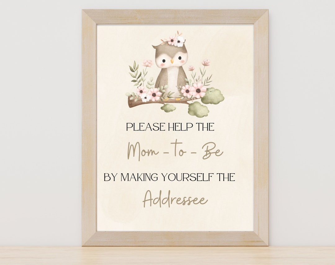Baby Shower Signs Its a Girl Mom-to-be Sign Baby Shower Pink Owl Theme ...