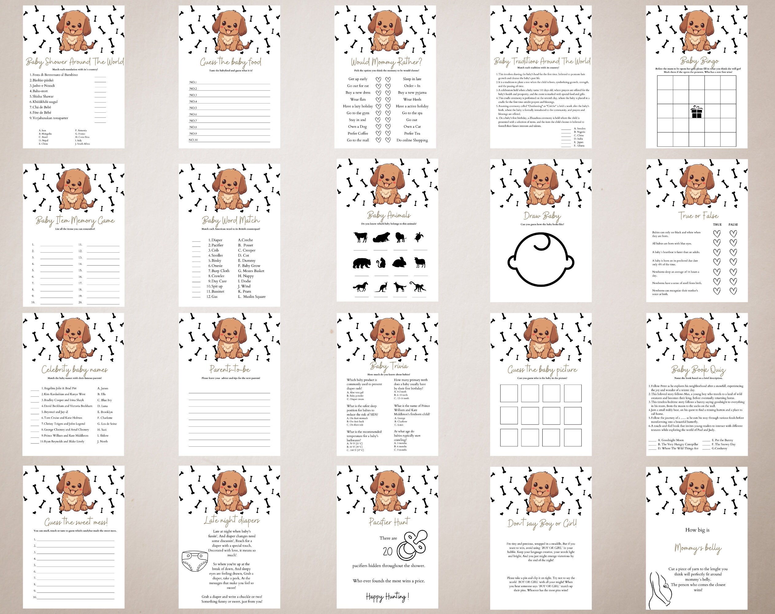 Cute Puppy Baby Shower Games Bundle Interactive Baby in Bloom Games ...