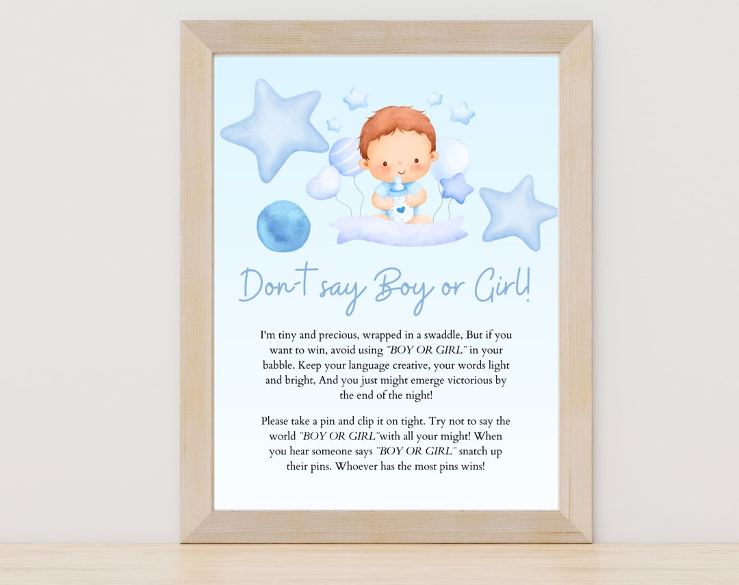 Señales de Baby Shower para niños / No digas niño o niña Señales de ...
