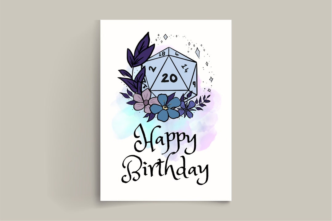 D&D Card // Dungeons and Dragons Birthday Card // Dice Birthday Card - Etsy