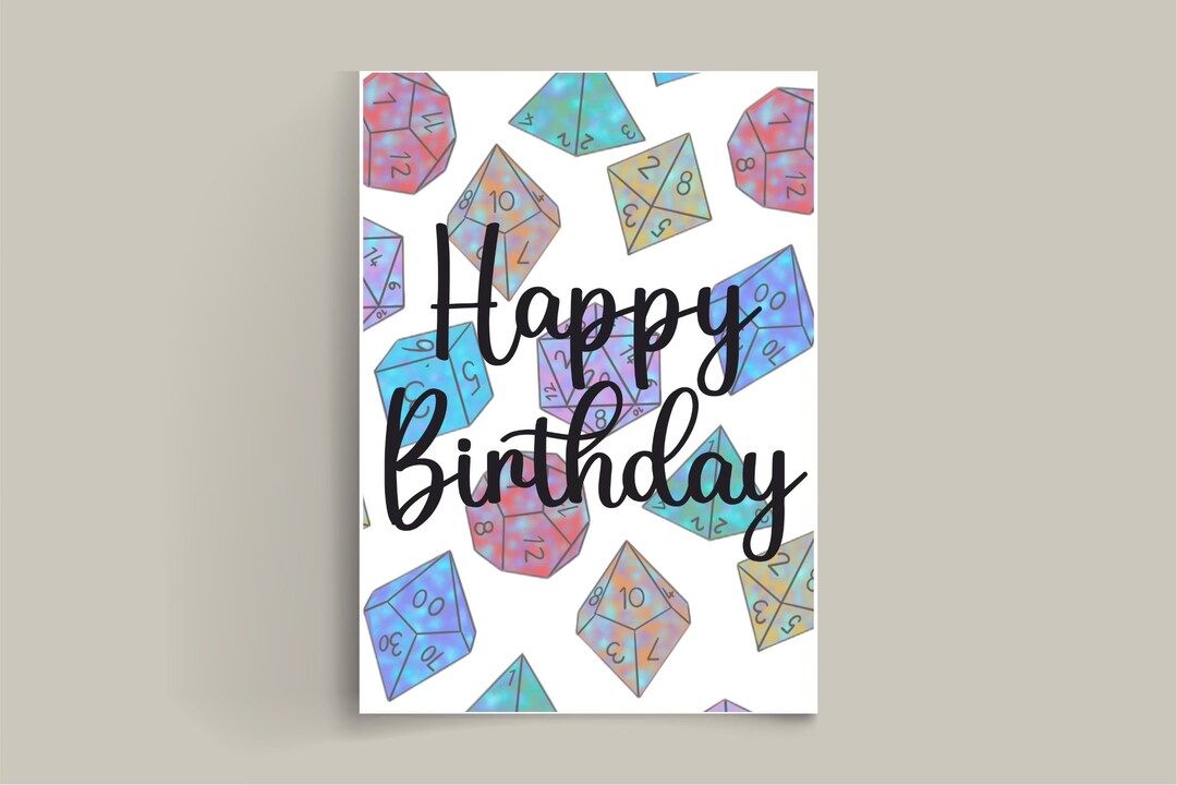 D&D Card // Dungeons and Dragons // Dice Birthday Card - Etsy UK