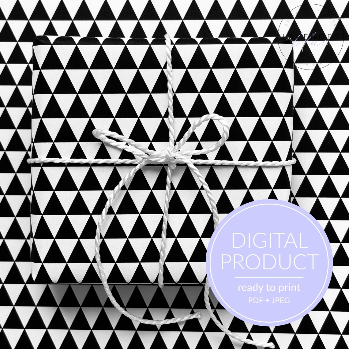 Printable Wrapping Paper With Triangle Checkerboard Pattern for Gifts ...