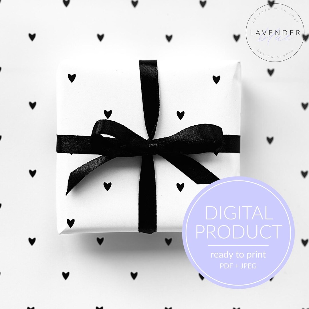Printable Wrapping Paper With Heart Pattern for Gifts, Book Cover, Wall ...