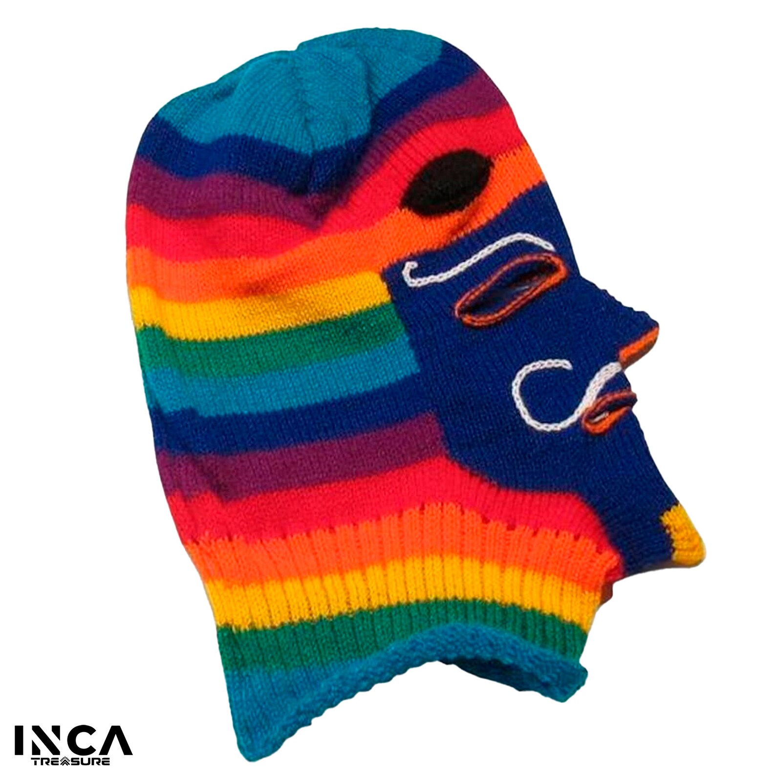 Knitted Wool Mask, Waq'ollo, Rainbow Stripe, Knitted Balaclava ...