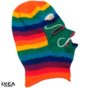 Knitted Wool Mask, Waq'ollo, Rainbow Stripe, Knitted Balaclava ...