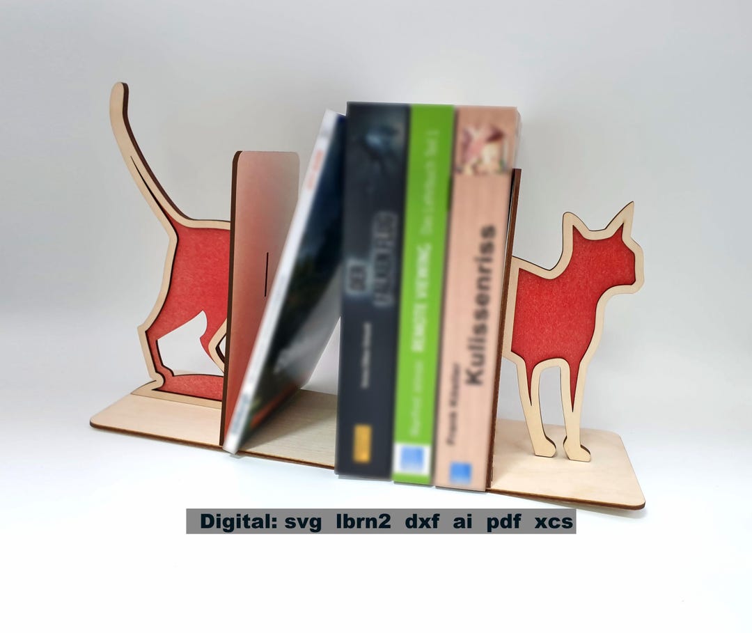 Bookend Cat Motif, Bookend With a Cat, Book Stopper, Book Shelf Support ...