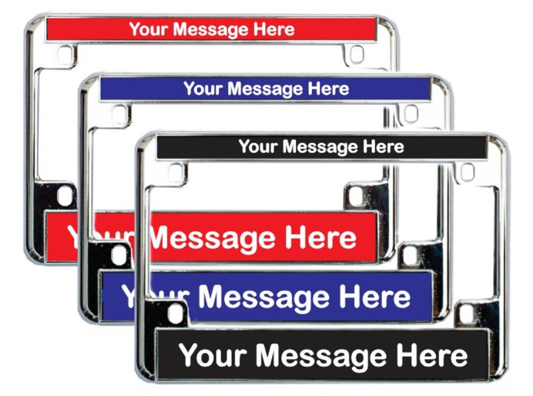 Custom Motorcycle License Plate Frame: Personalized Engraved Metal ...